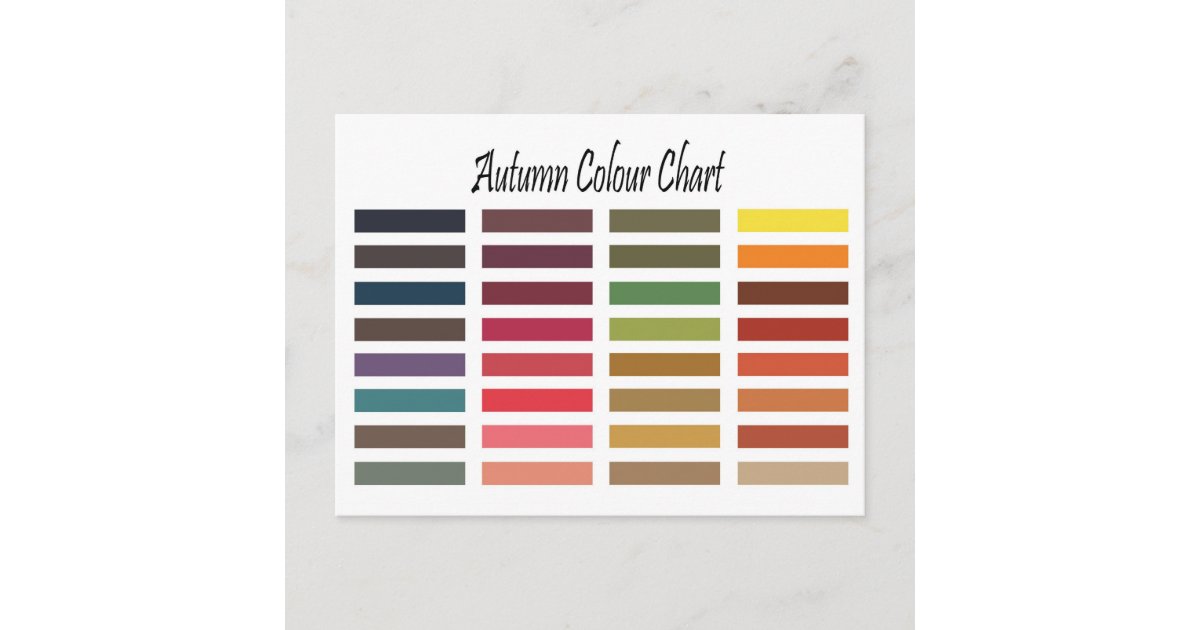 Autumn color chart postcard | Zazzle