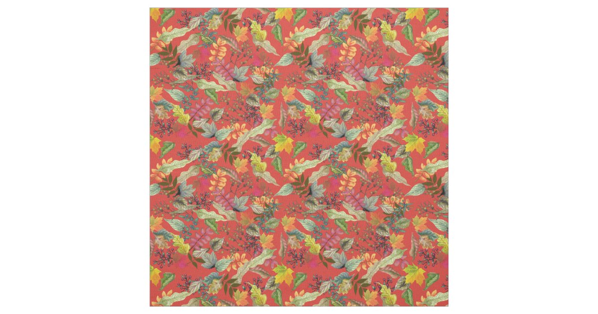Autumn Colors | Fall Leaves Fabric | Zazzle