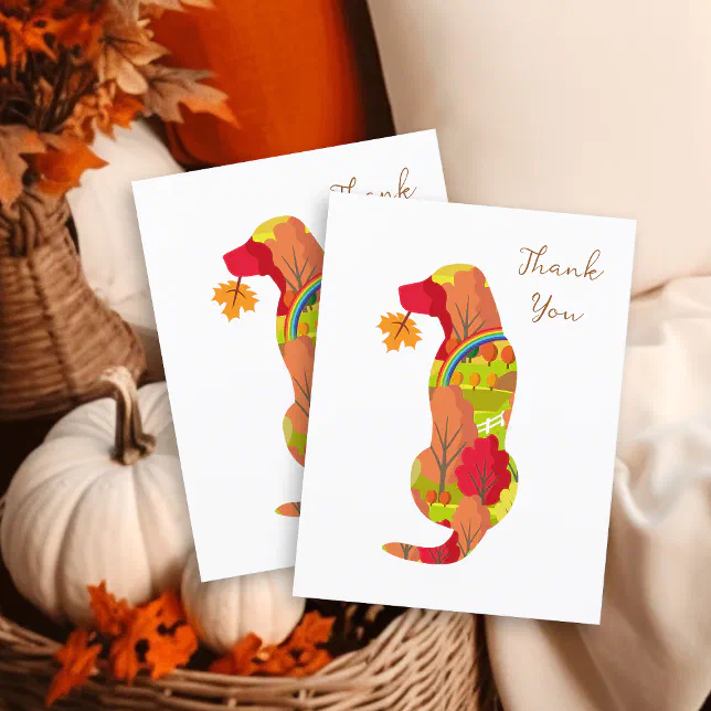 Autumn colors Labrador Silhouette Thank You Postcard | Zazzle