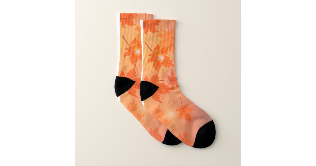 Autumn design with maple leaves and bokeh effect socks | Zazzle