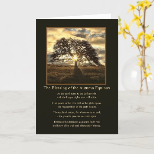 Autumn Equinox Blessing Poem with Oak Tree and Sun Card | Zazzle