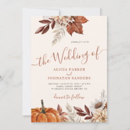 Autumn fall boho botanical ivory wedding invitation | Zazzle