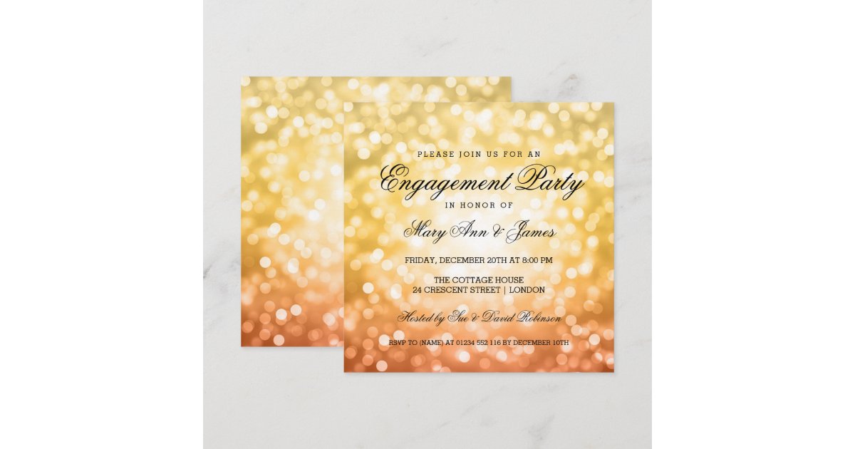 Autumn Fall Bokeh Lights Engagement Party Invitation | Zazzle