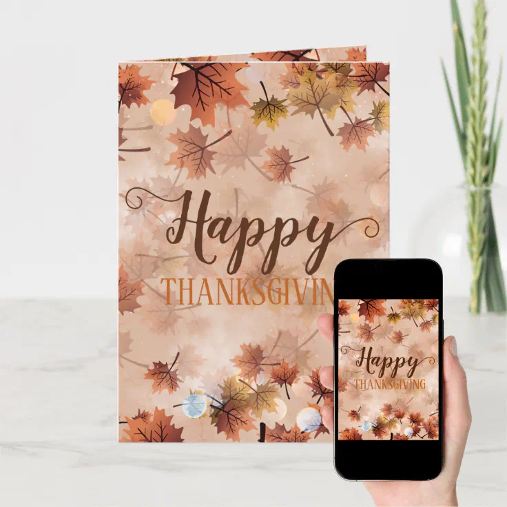 Autumn Fall Brown Leaves Happy Thanksgiving Card | Zazzle