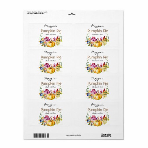 Autumn Fall Brown Pumpkin Baking Labels | Zazzle