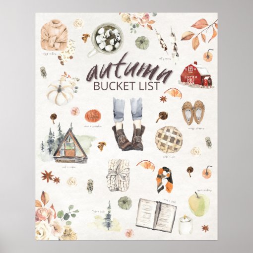 Autumn Fall Bucket List Poster | Zazzle Autumn Fall Bucket List Poster | Zazzle