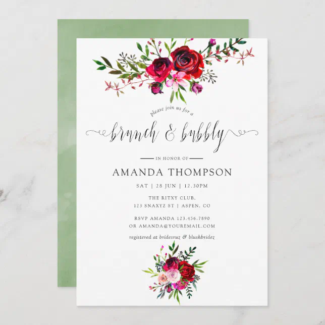 Autumn - Fall Floral Brunch and Bubbly Invitation | Zazzle