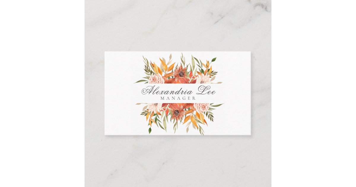 Autumn Fall Floral Business Card | Zazzle