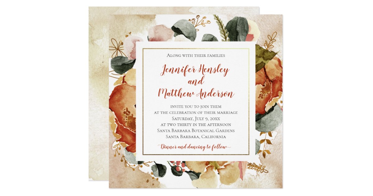 Autumn Fall Florals Wedding Invitation | Zazzle.com