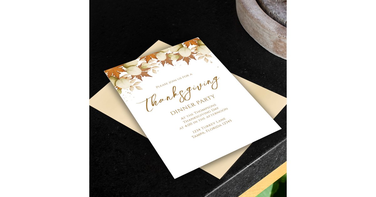 Autumn Fall Foliage Elegant Greenery Thanksgiving Invitation | Zazzle