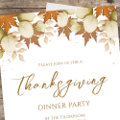 Autumn Fall Foliage Elegant Greenery Thanksgiving Invitation | Zazzle