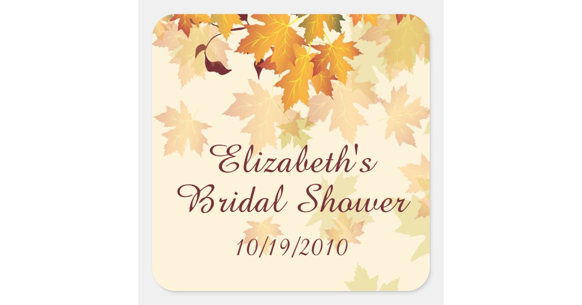Autumn Fall Leaves Bridal Shower Sticker | Zazzle