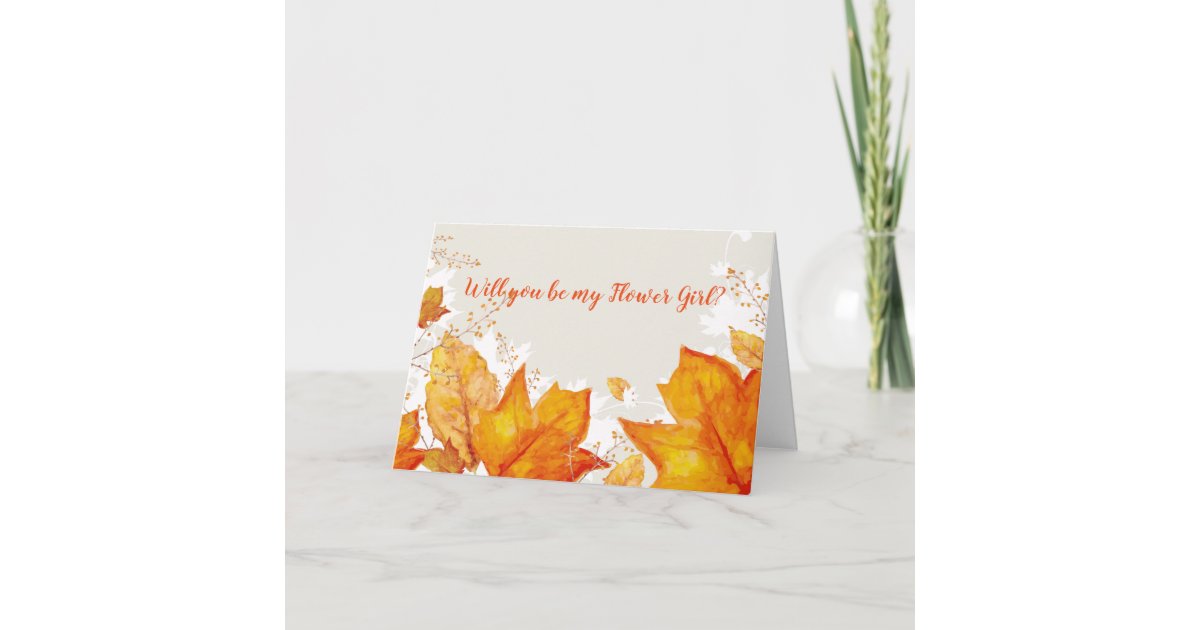 Autumn Fall Leaves Flower Girl Invitation | Zazzle