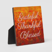 Autumn Fall Leaves Grateful Thankful Blessed Plaque | Zazzle