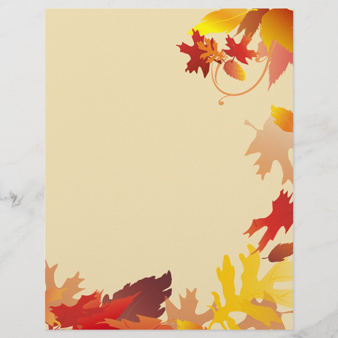 Autumn Fall Leaves Letterhead | Zazzle