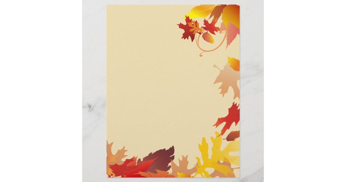 Autumn Fall Leaves Letterhead | Zazzle