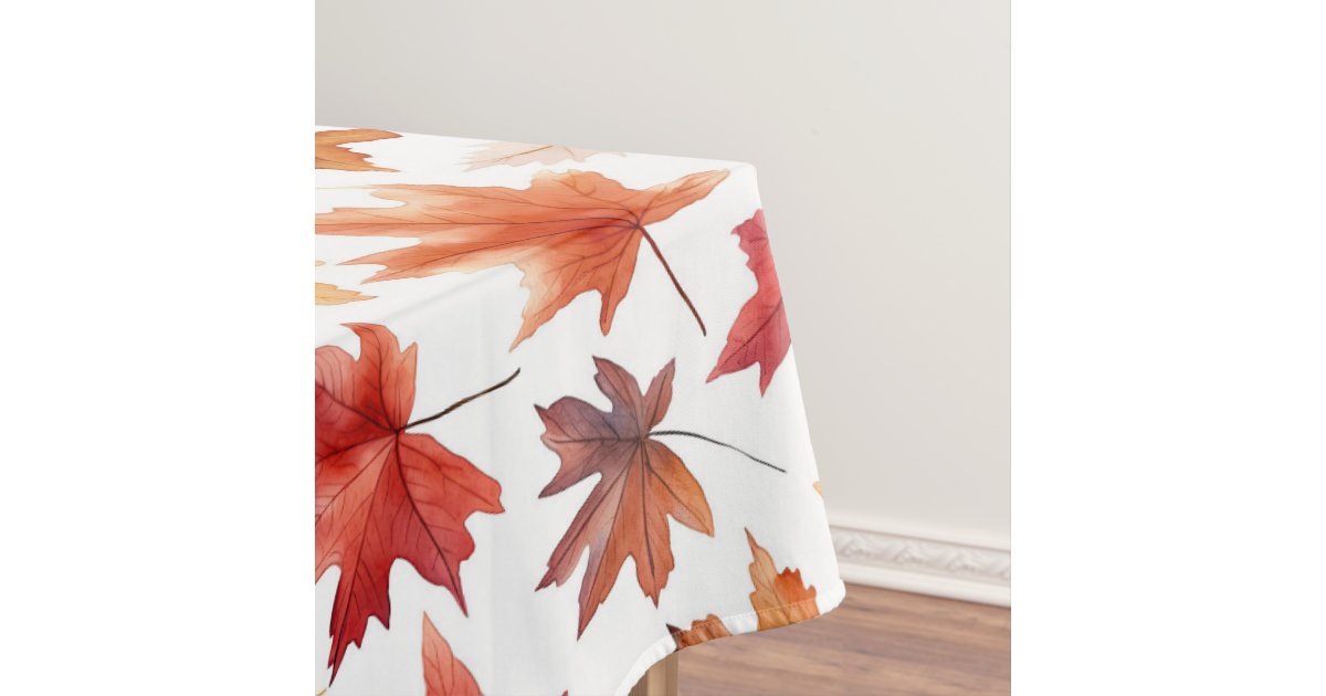 Autumn Fall Leaves Terracotta Brown Boho Pattern Tablecloth | Zazzle