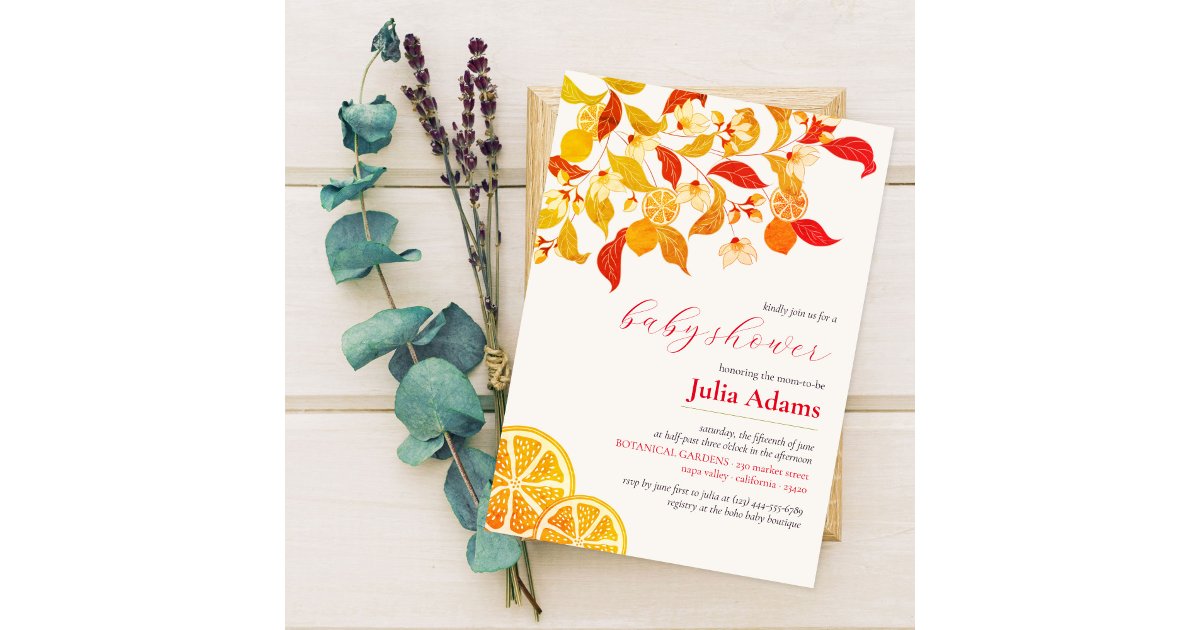 Autumn fall lemon tea party Baby Shower Invitation | Zazzle