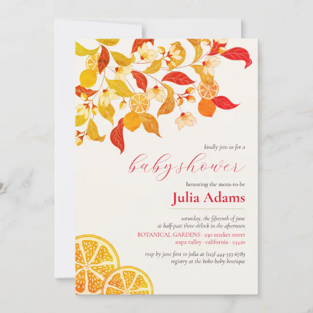 Autumn fall lemon tea party Baby Shower Invitation | Zazzle