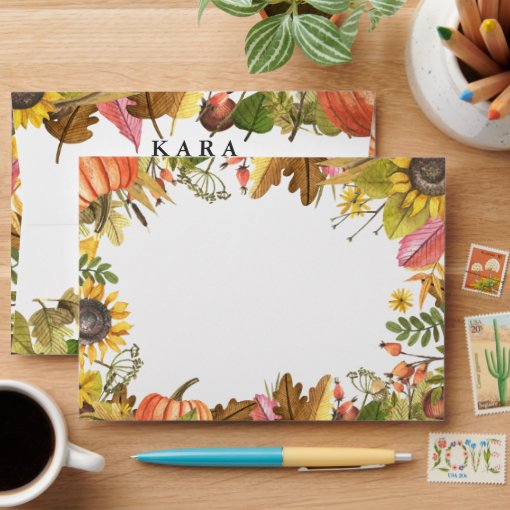 Autumn Fall Maple Leaves Pumpkin Wedding Welcome Envelope | Zazzle