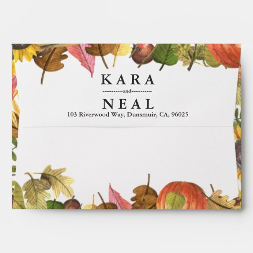 Autumn Fall Maple Leaves Pumpkin Wedding Welcome Envelope | Zazzle