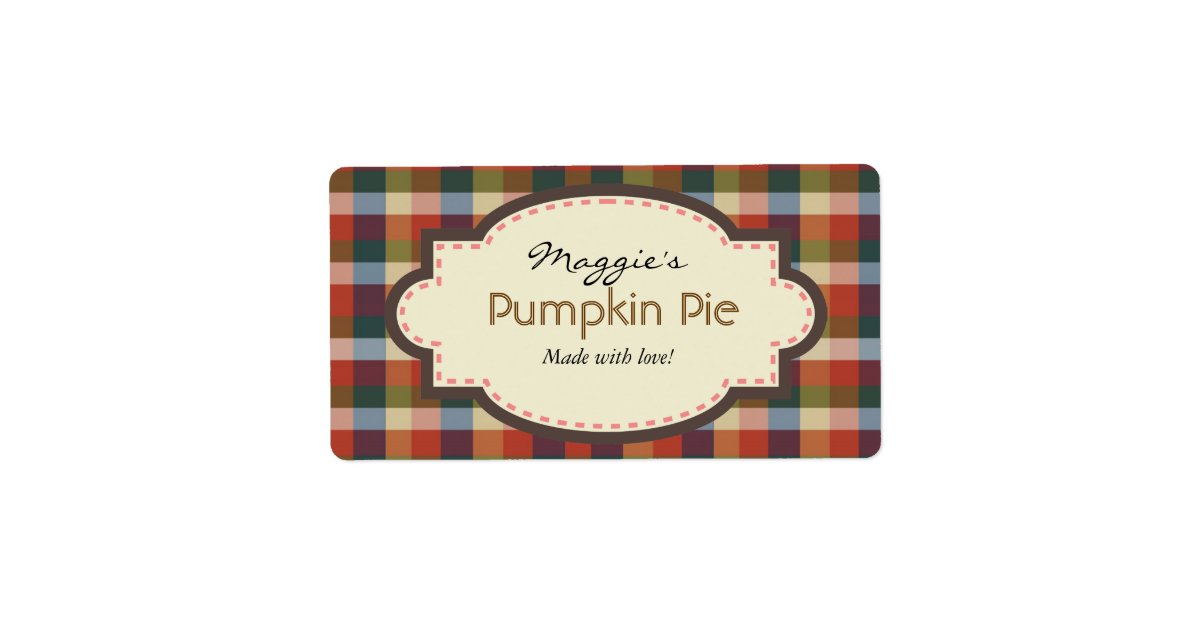 Autumn Fall Plaid Baking Labels | Zazzle