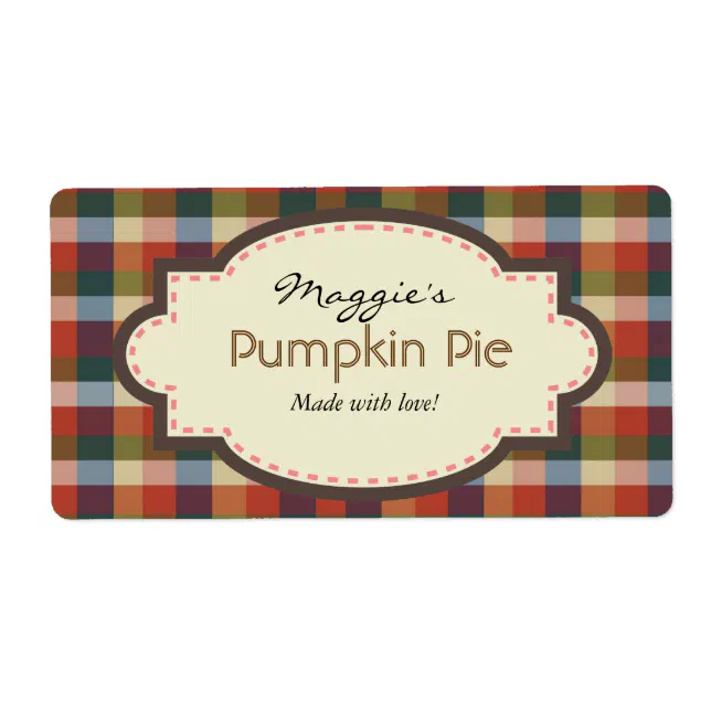 Autumn Fall Plaid Baking Labels | Zazzle