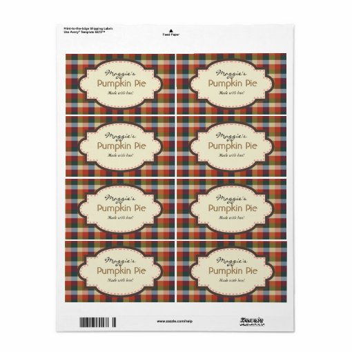 Autumn Fall Plaid Baking Labels | Zazzle