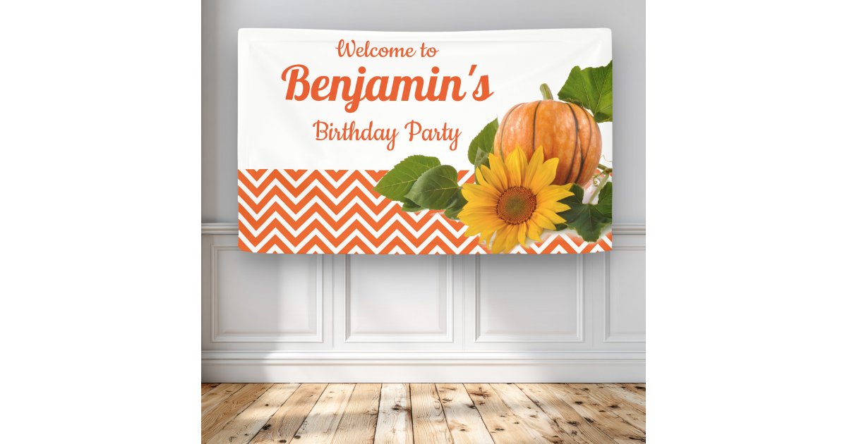 Autumn Fall Pumpkin Birthday Party Banner | Zazzle