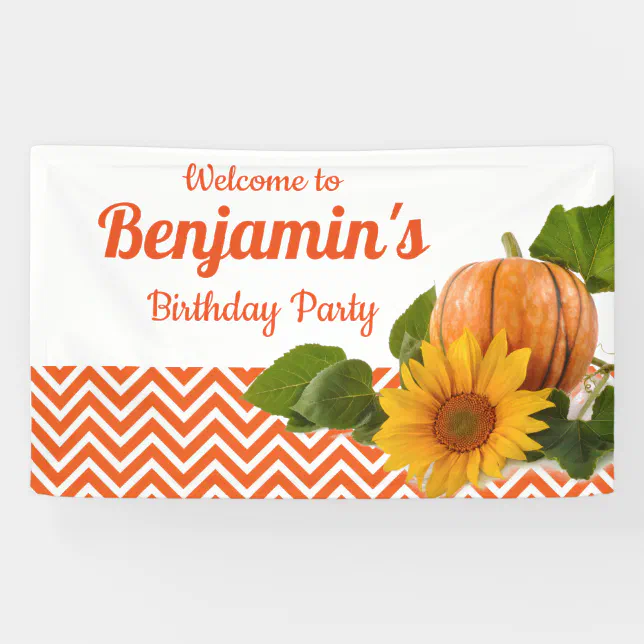 Autumn Fall Pumpkin Birthday Party Banner | Zazzle