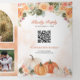 Autumn Fall Pumpkin Floral Photo QR Code Wedding Tri-Fold Invitation ...