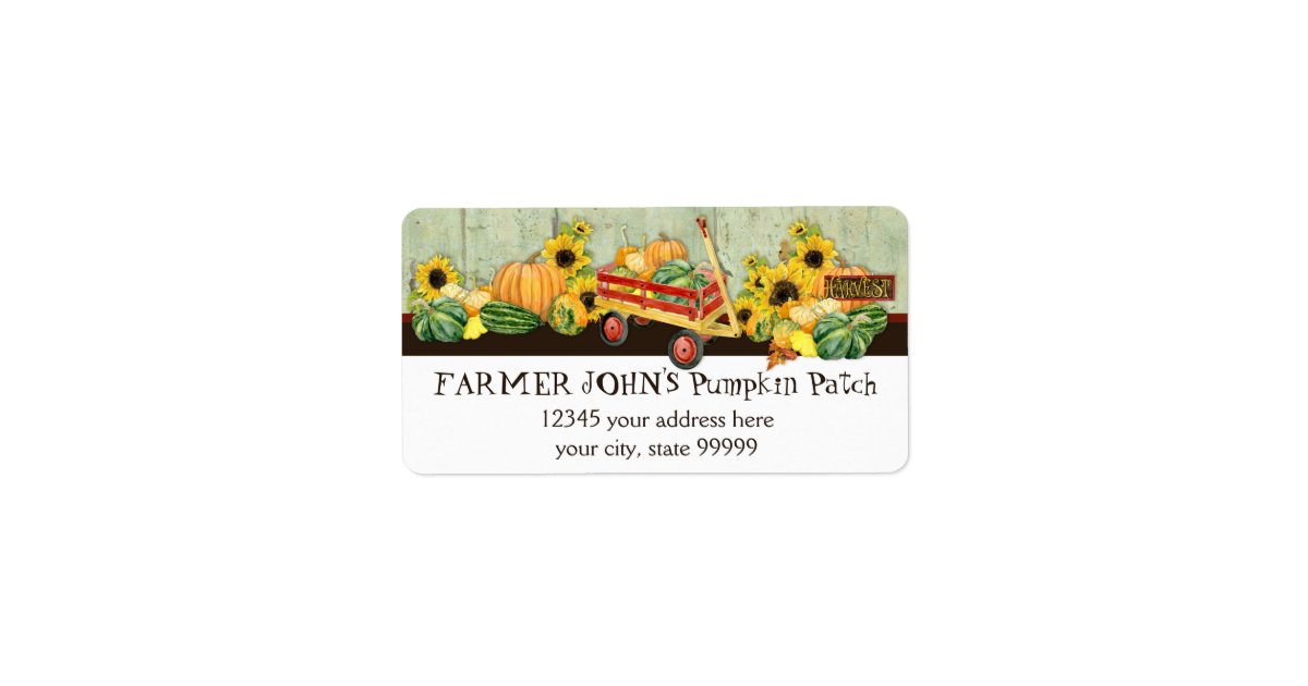Autumn Fall Pumpkin Patch Harvest Farm Businesses Label | Zazzle