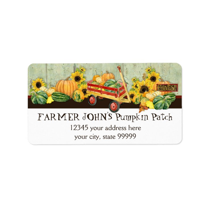 Autumn Fall Pumpkin Patch Harvest Farm Businesses Label | Zazzle