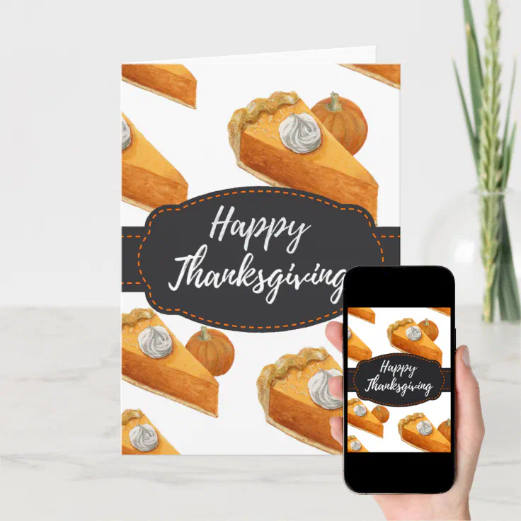 Autumn Fall Pumpkin Pie Thanksgiving Greeting Card | Zazzle