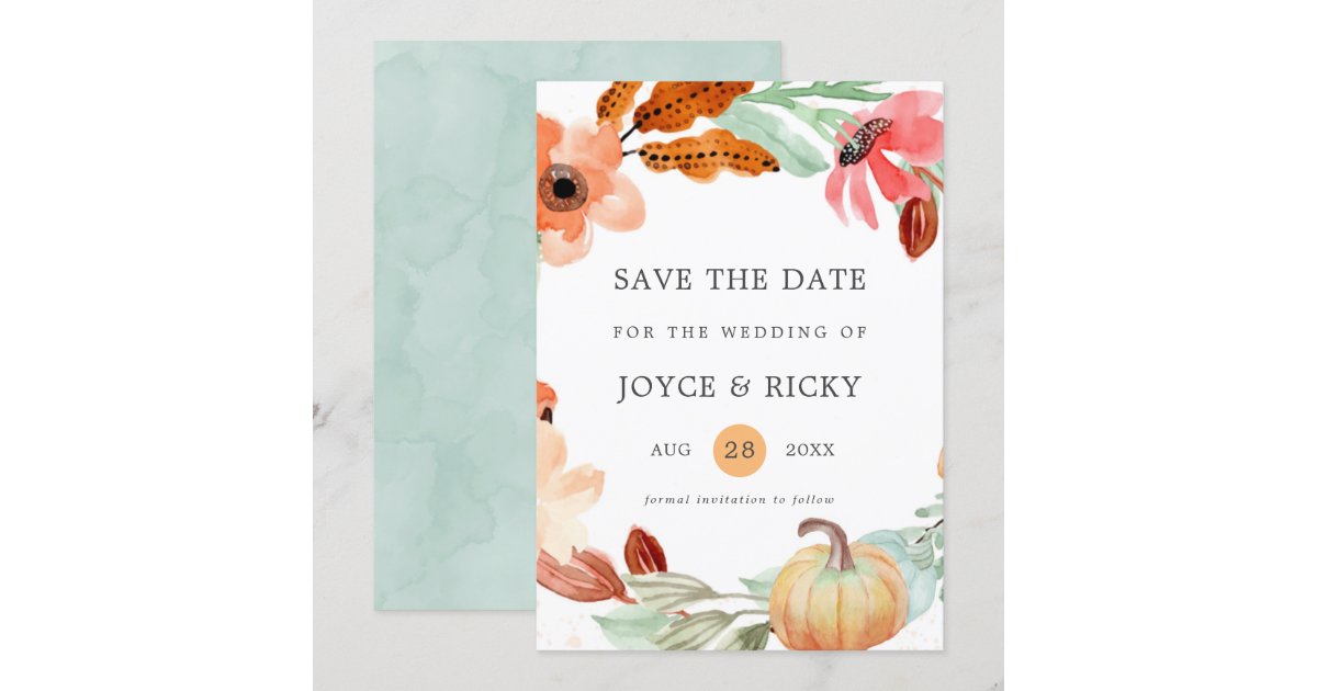 Autumn Fall Pumpkin Save The Date Wedding Invitat Invitation | Zazzle