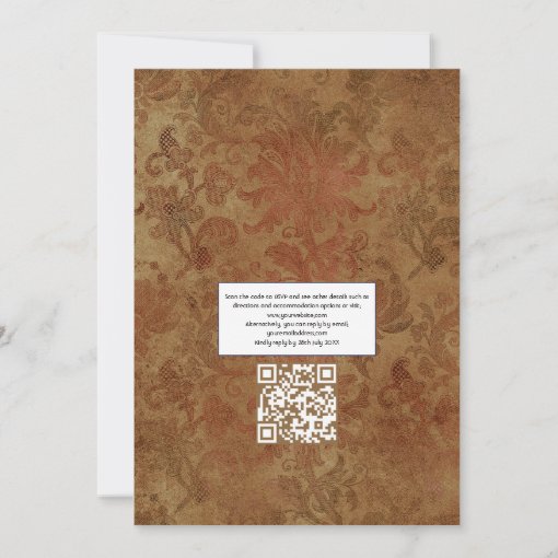 Autumn Fall Rustic Floral Gothic Wedding QR Code Invitation | Zazzle