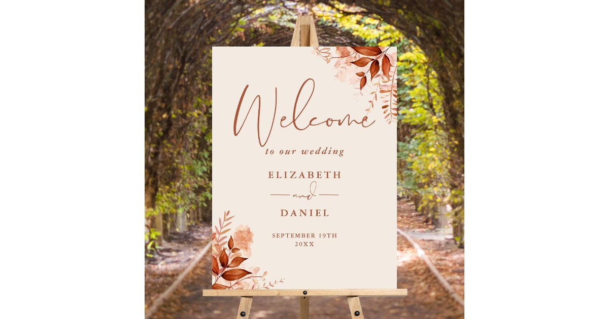 Autumn Fall Rustic Floral Wedding Welcome Sign | Zazzle