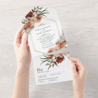 Autumn Fall rustic wedding All In One Invitation | Zazzle