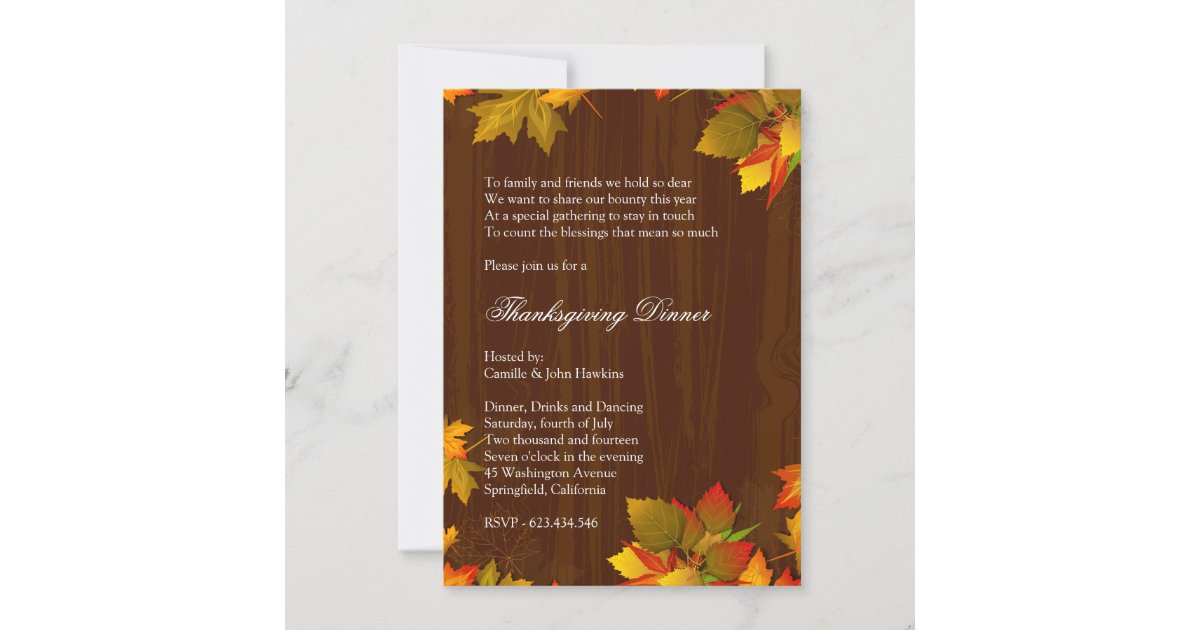 Autumn Fall Thanksgiving Dinner Party Invitation | Zazzle