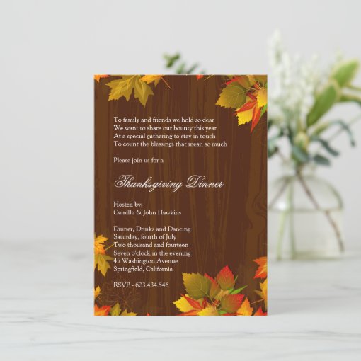 Autumn Fall Thanksgiving Dinner Party Invitation | Zazzle
