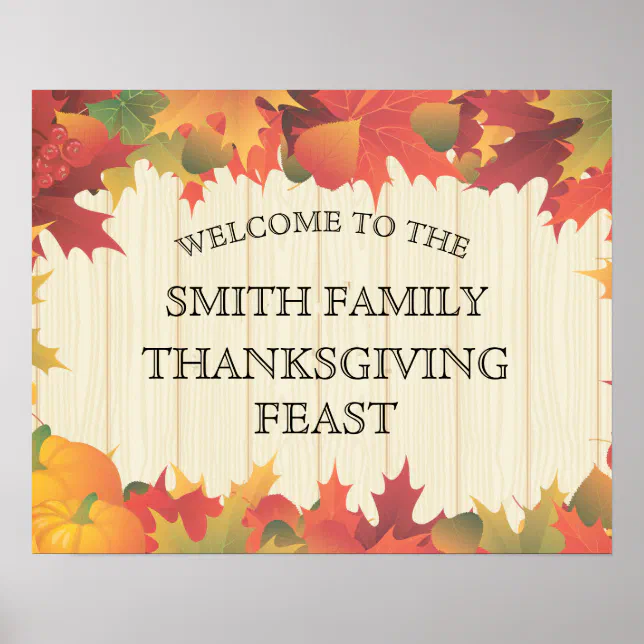Autumn / Fall / Thanksgiving Family Feast Poster | Zazzle