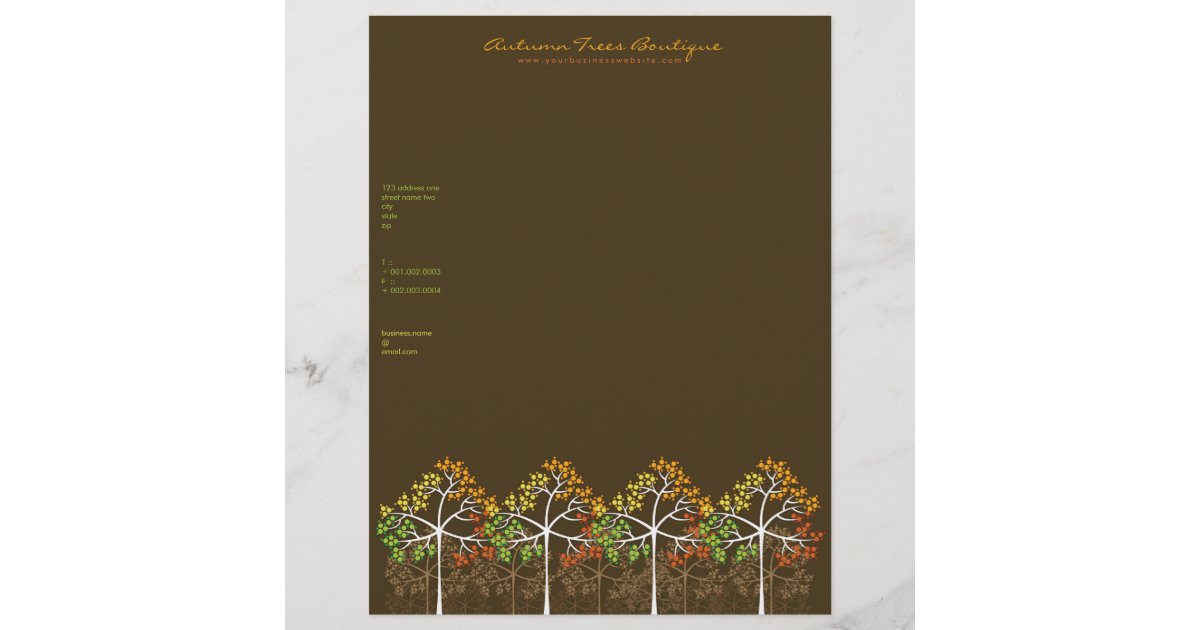 Autumn / Fall Trees 2 Template Business Letterhead | Zazzle