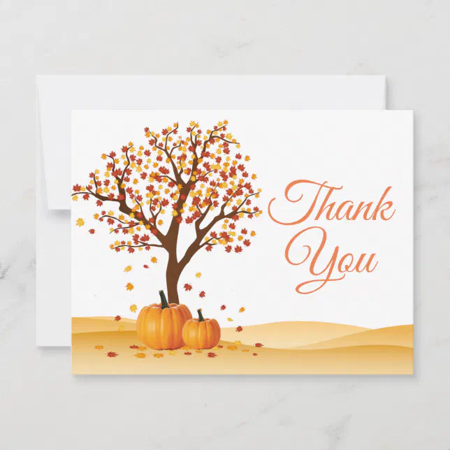 Autumn Fall Trees Pumpkin Thank You card | Zazzle
