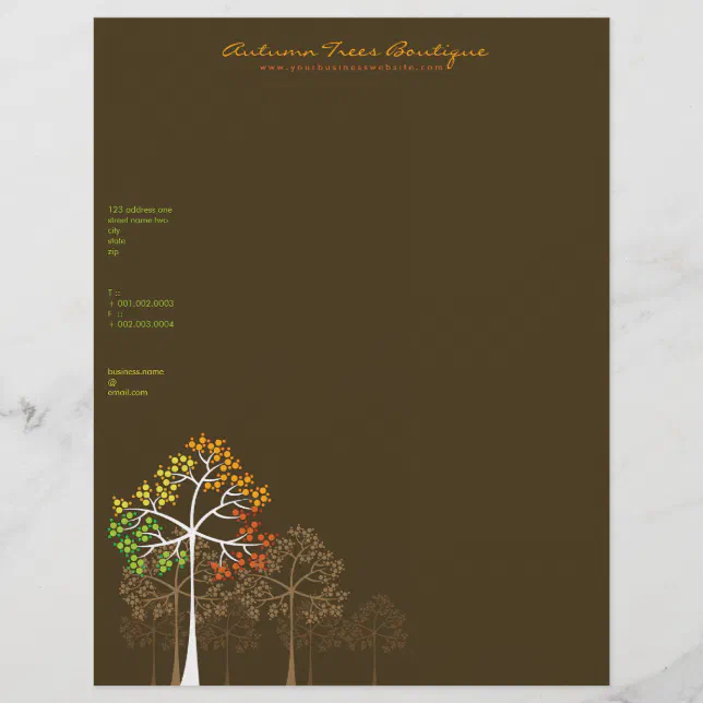 Autumn / Fall Trees Template Business Letterhead | Zazzle