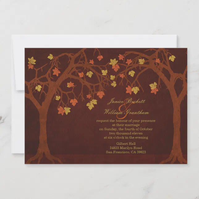 Autumn / Fall Trees Wedding Invitation | Zazzle