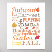 Autumn Fall Typography Wall Art | Zazzle