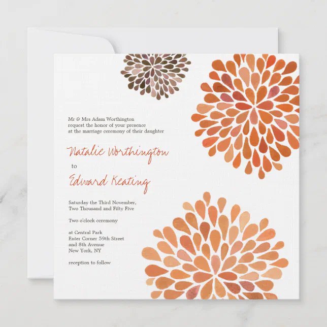 Autumn Fall Wedding Flower Blooms Invitation | Zazzle