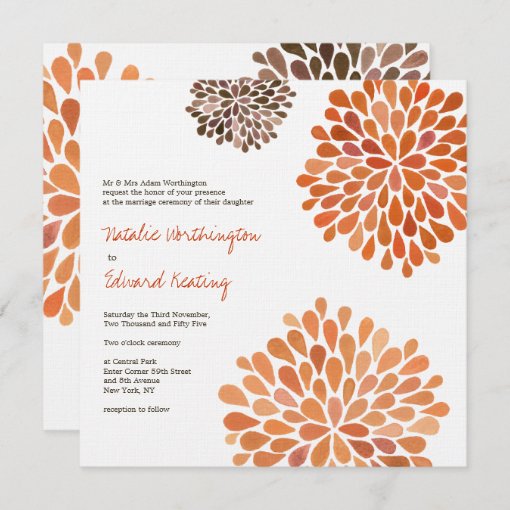 Autumn Fall Wedding Flower Blooms Invitation | Zazzle