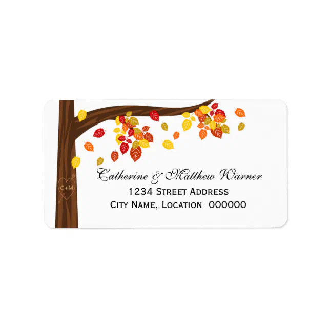 Autumn Falling Leaves Label | Zazzle