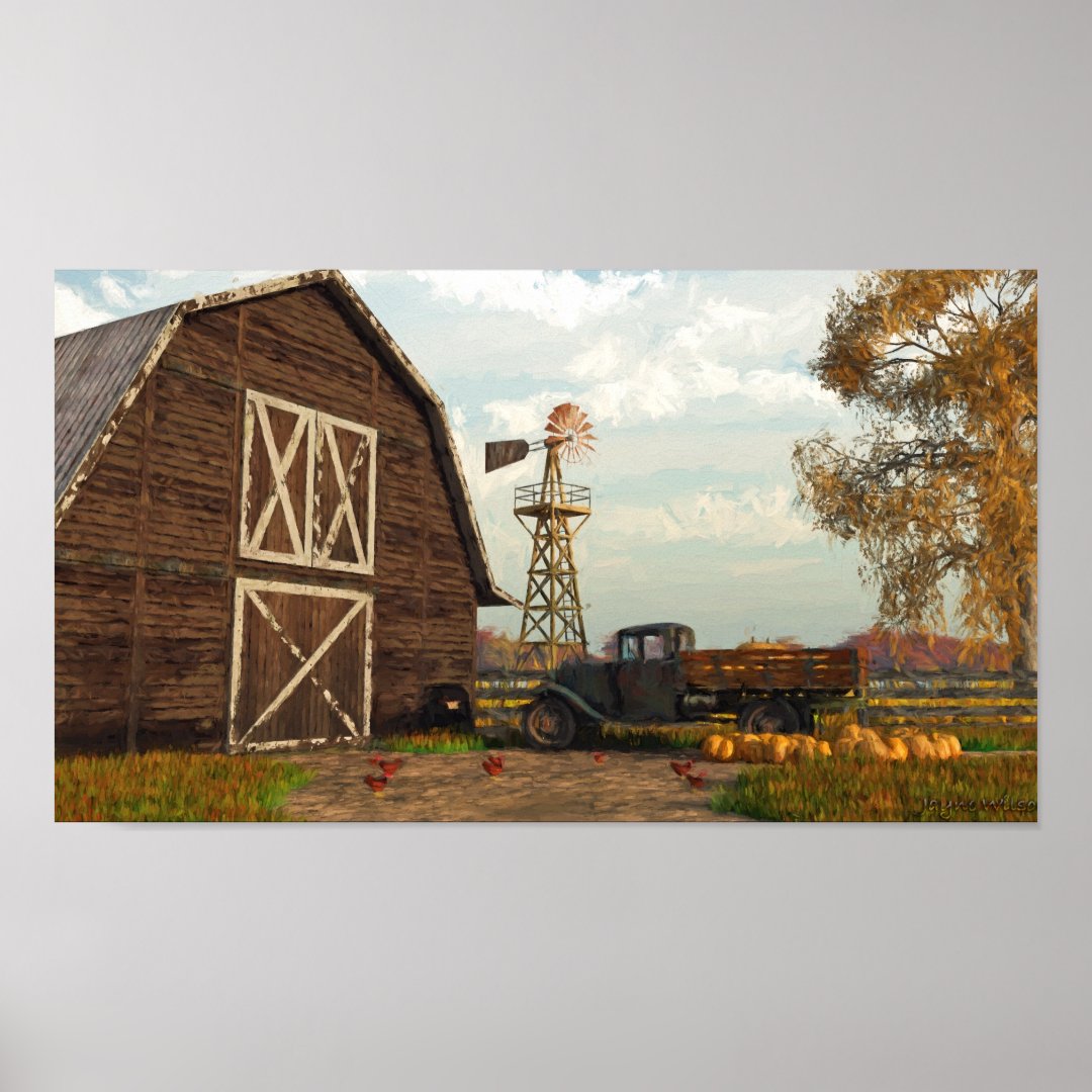 Autumn Farm Scene Print | Zazzle
